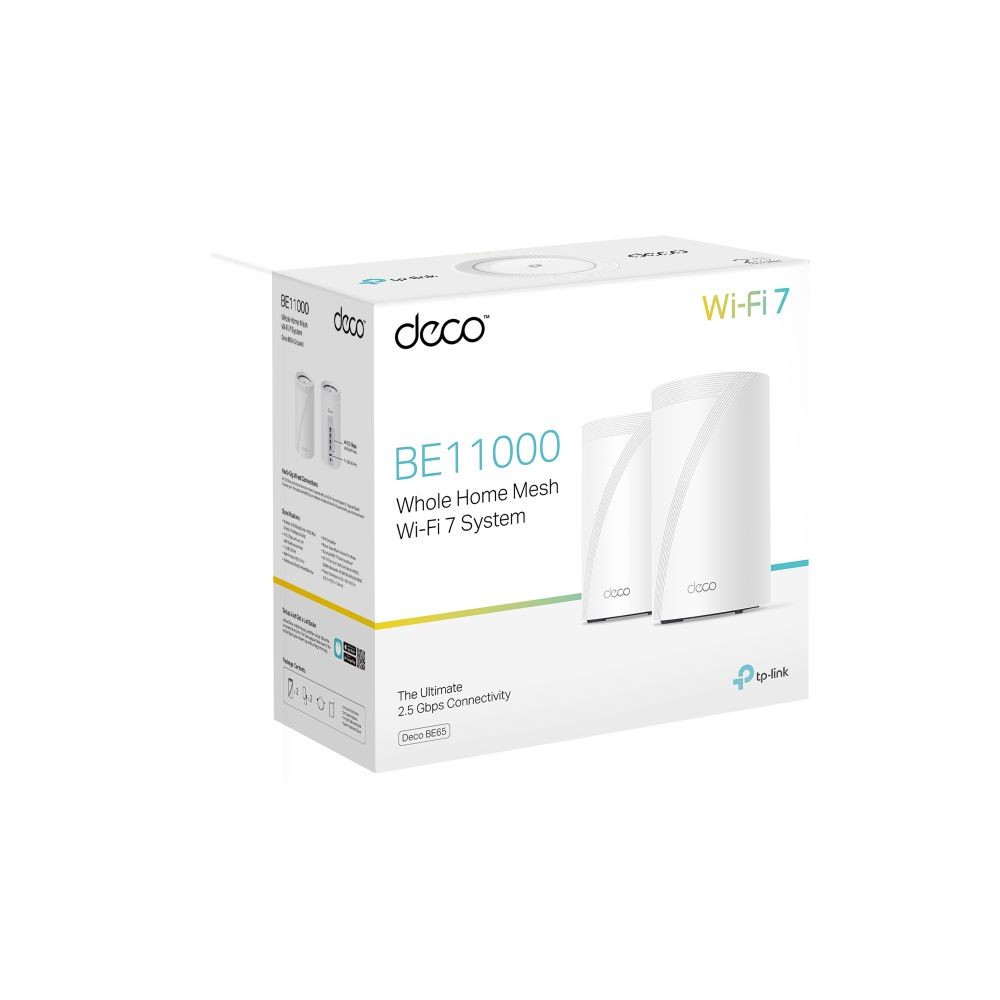 TP-Link Deco BE65 BE11000 Whole Home Mesh WiFi 7 System (2 Pack) Router